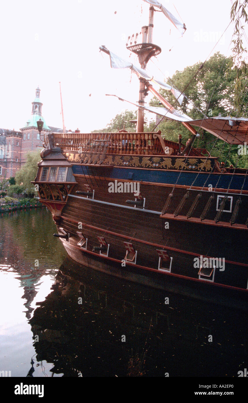 Denmark, Copenhagen, sailing ship in Tivoli gardens Stock Photo - Alamy