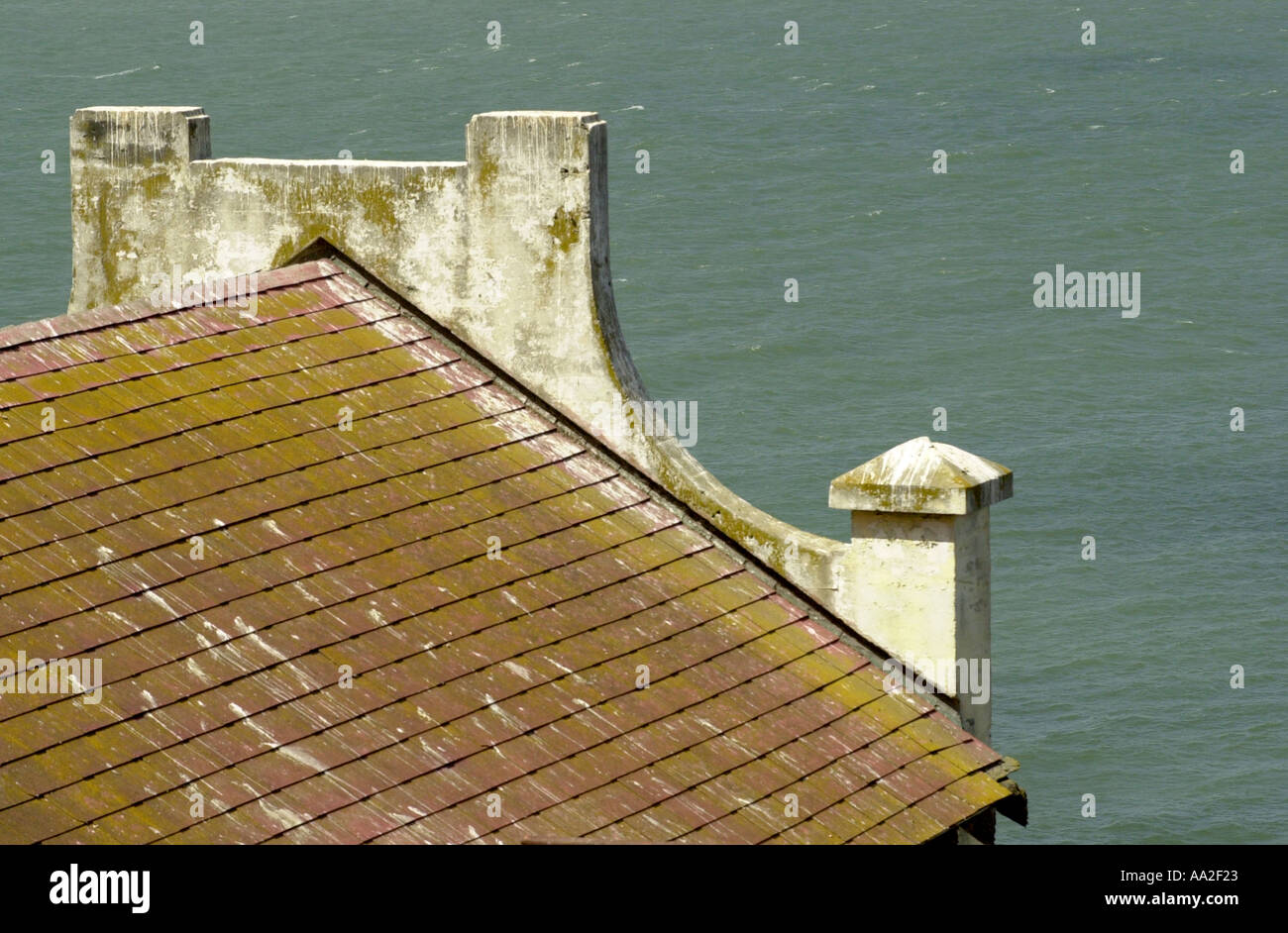 Horizontal color image of abandoned building on Alcatraz Island in the ...