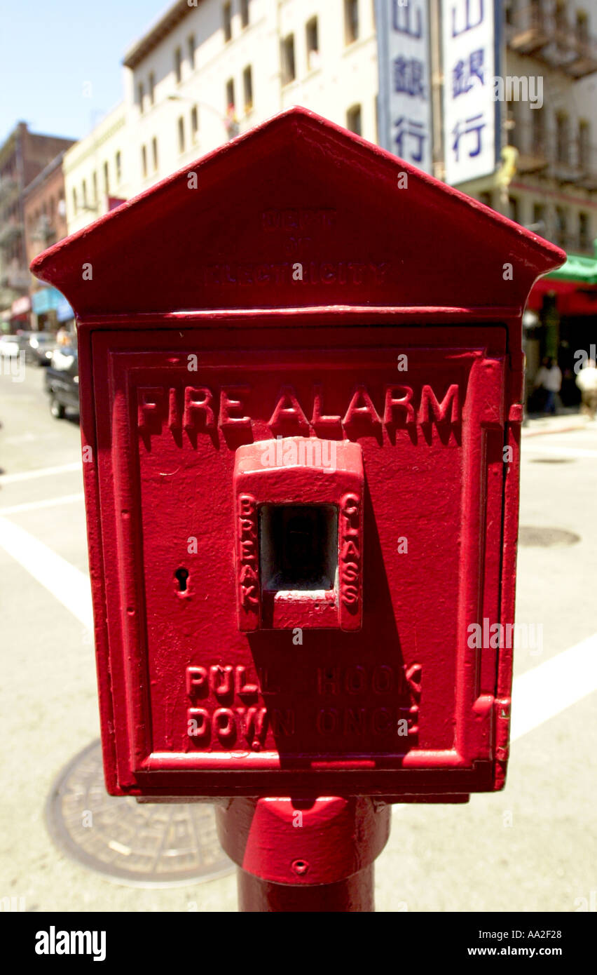 Vertical color image of an old fire alarm box on a street in San ...