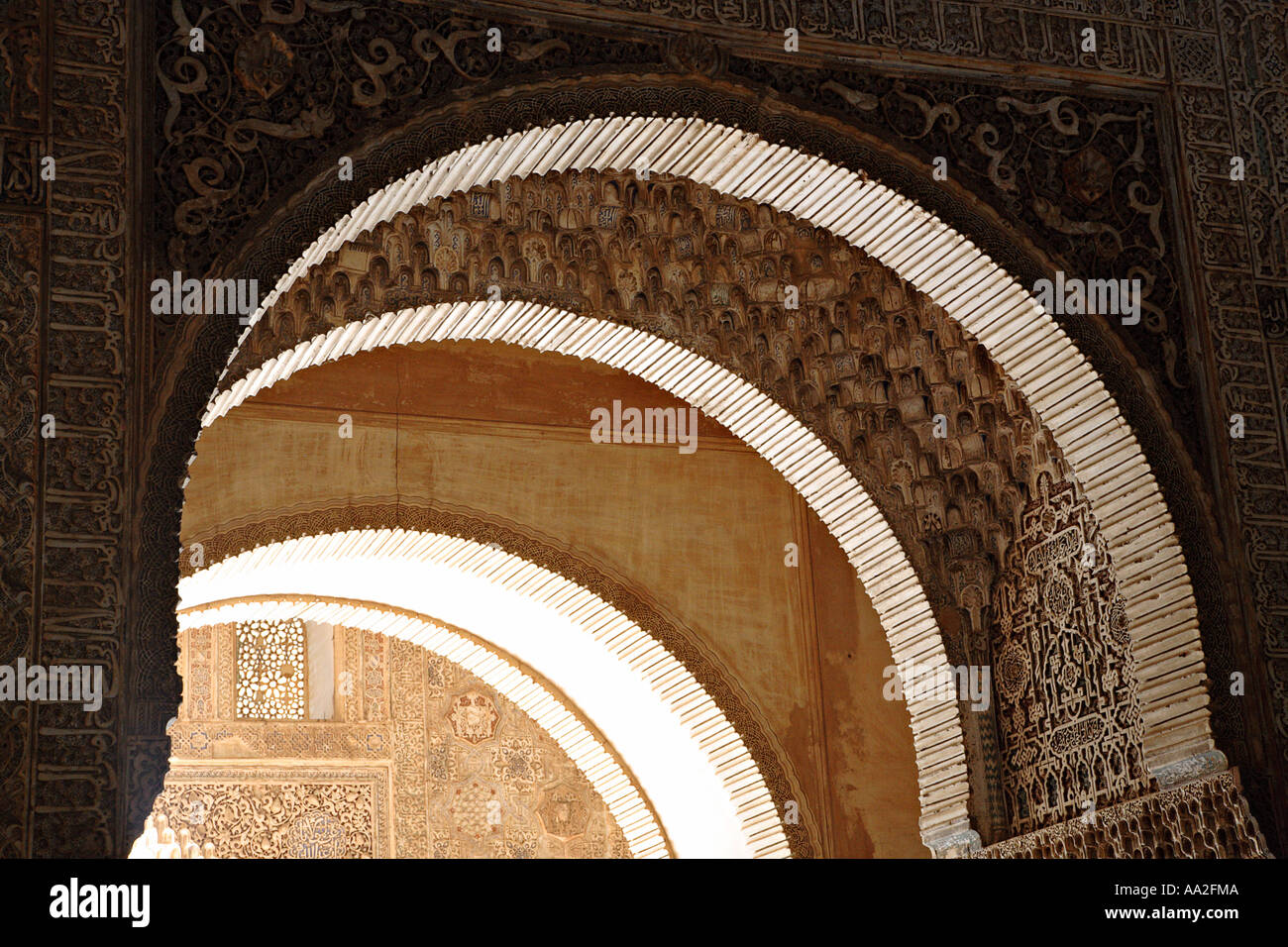 Detail of the moorish influence in the architecture of the Alhambra in ...