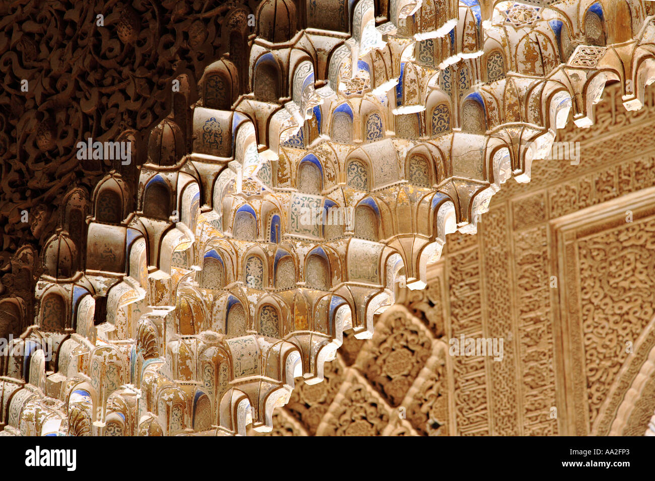 Detail of the moorish influence in the architecture of the Alhambra in ...