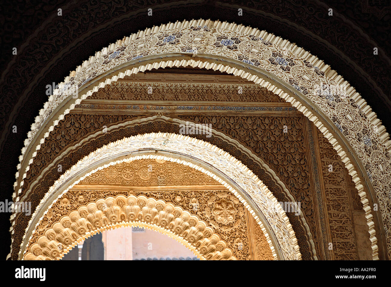 Detail of the moorish influence in the architecture of the Alhambra in ...