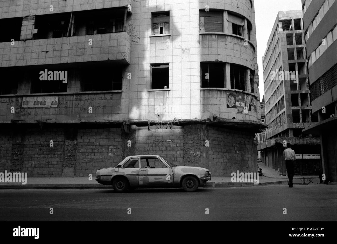 Area of West Beirut, Lebanon damaged during the long civil war Stock ...