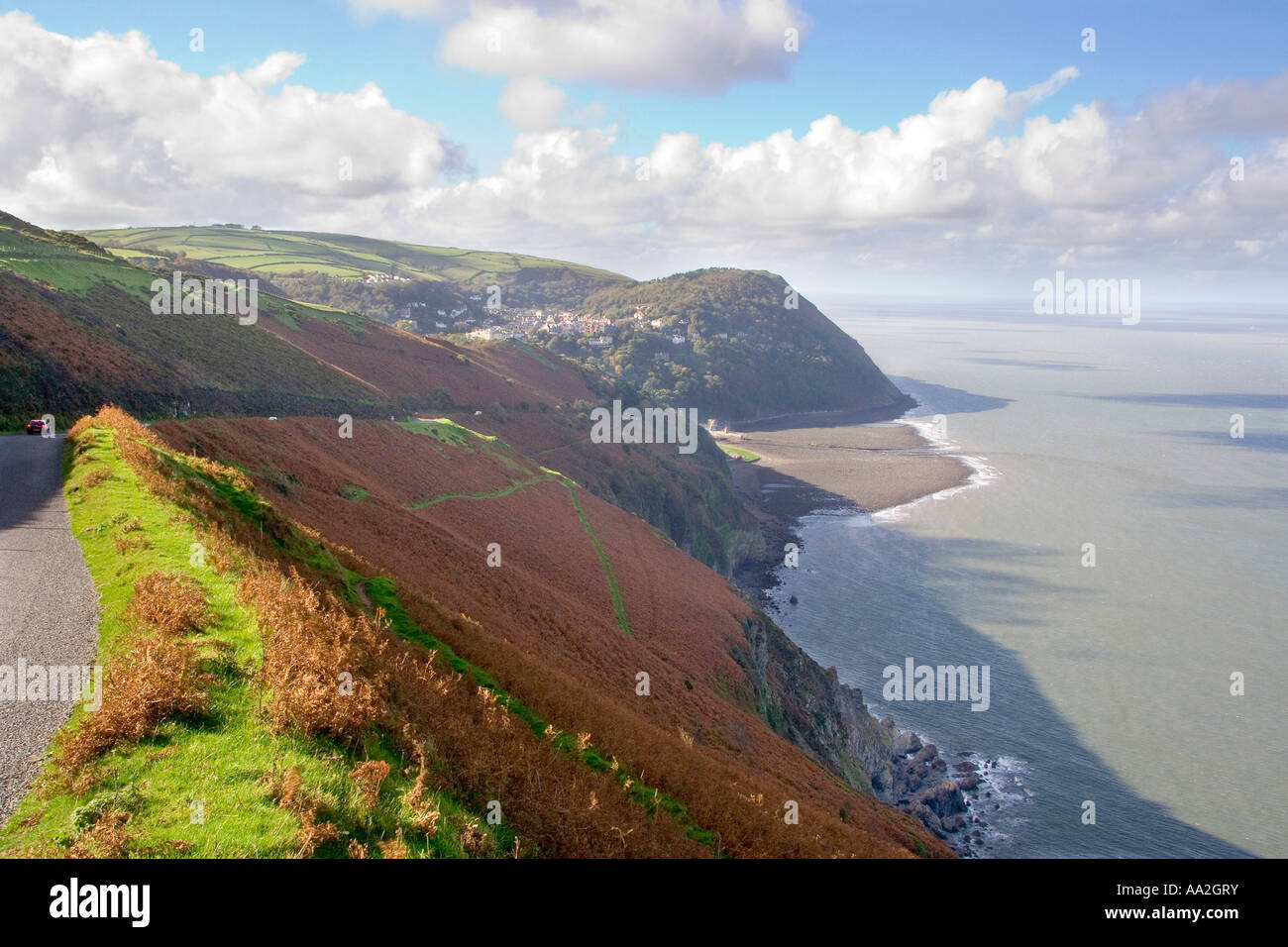 Lynmouth and Lynton from Countisbury Stock Photo - Alamy