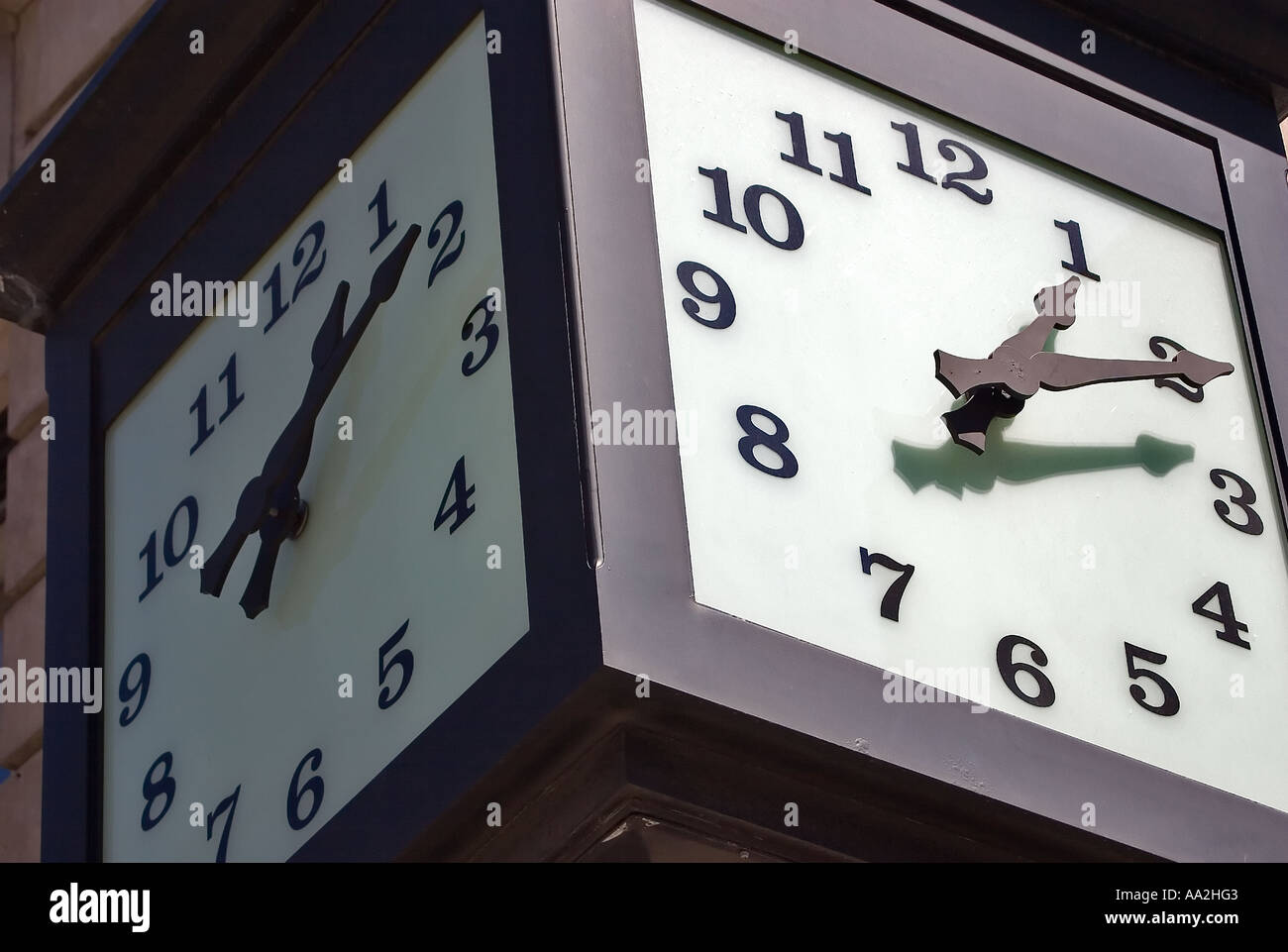 Square street clock Stock Photo - Alamy