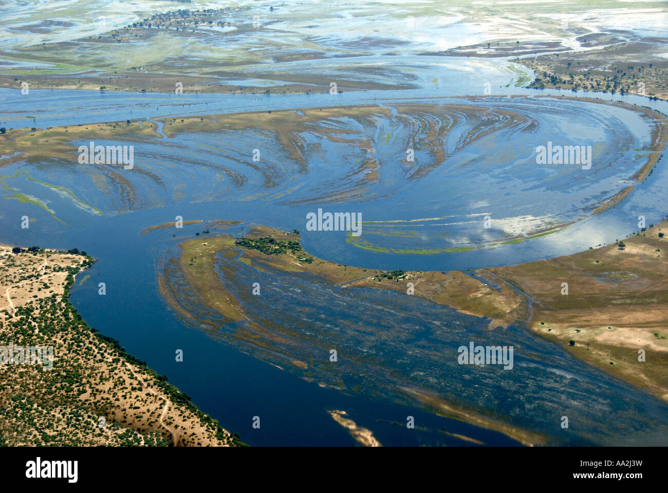Aerial Chobe River in flood Botswana Southern Africa Stock Photo - Alamy