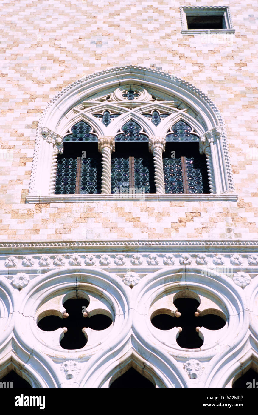 Italy, Venice, Palazzo Ducale Doges Palace detail, arched decorated ...