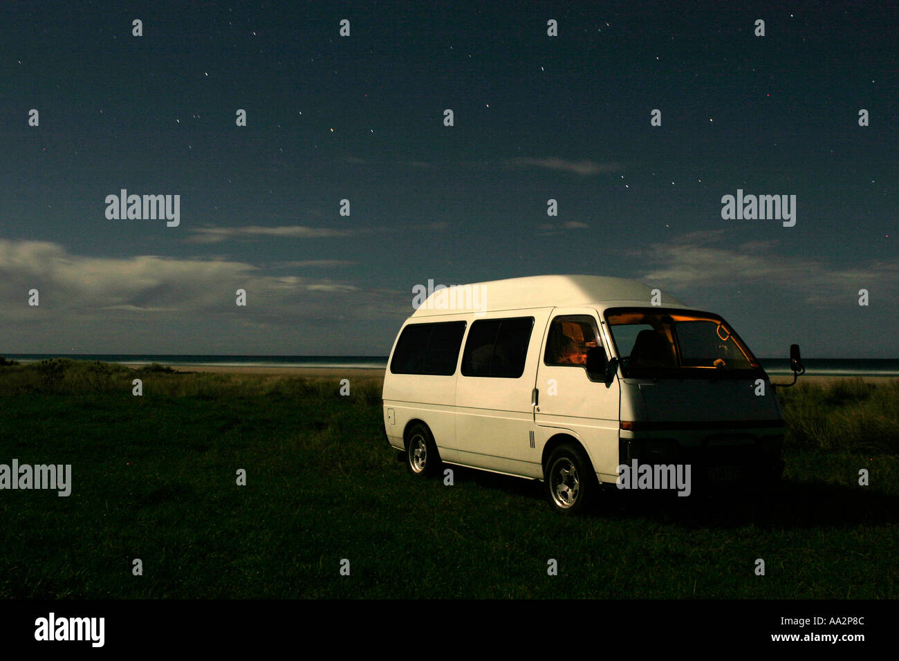 Nightscape of a Van New Zealand Stock Photo - Alamy
