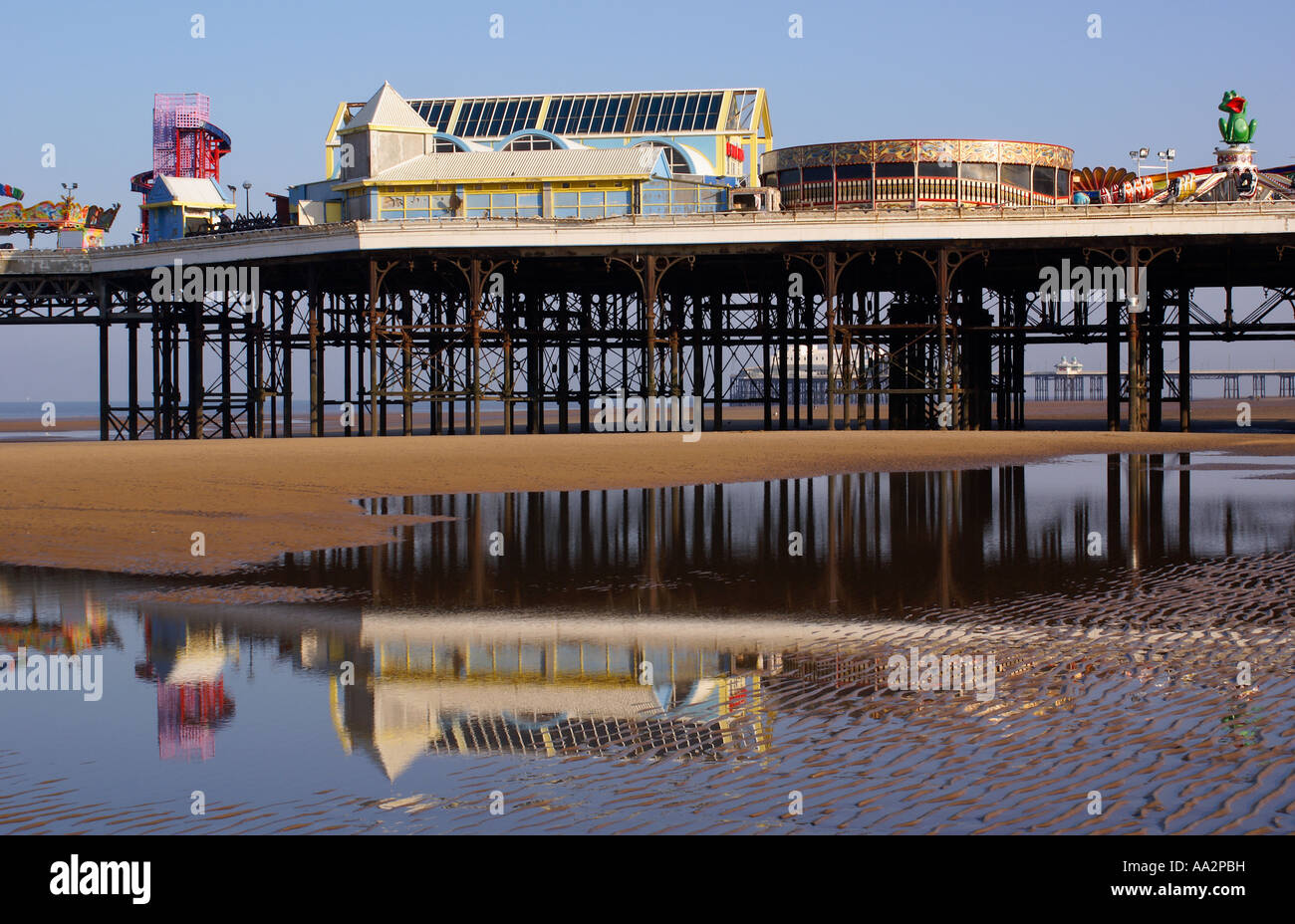 central pier reflection - blackpool Stock Photo - Alamy