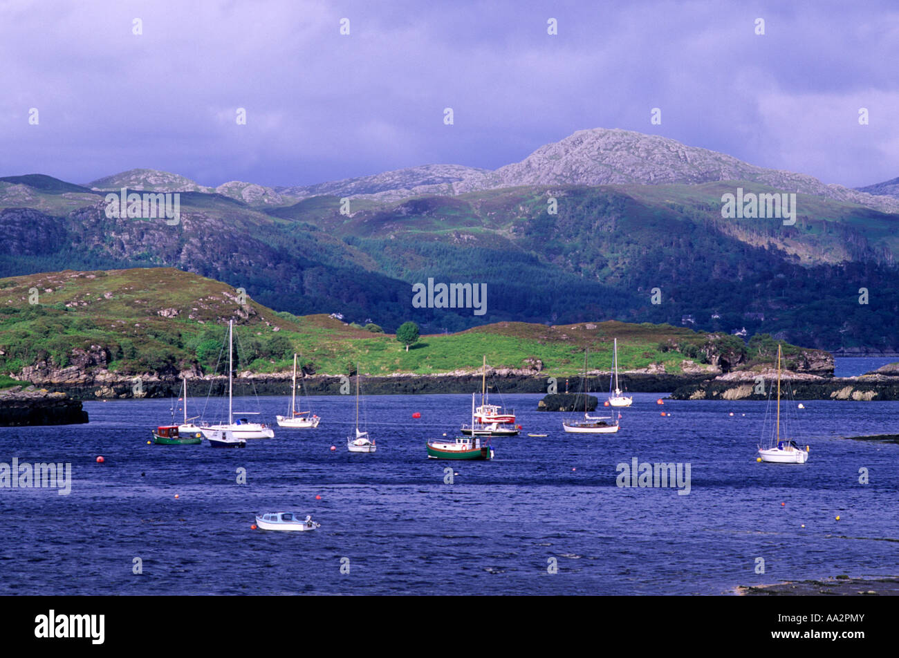 Badachro Village, Loch Gairloch, sea loch, coast, coastal, Highland ...