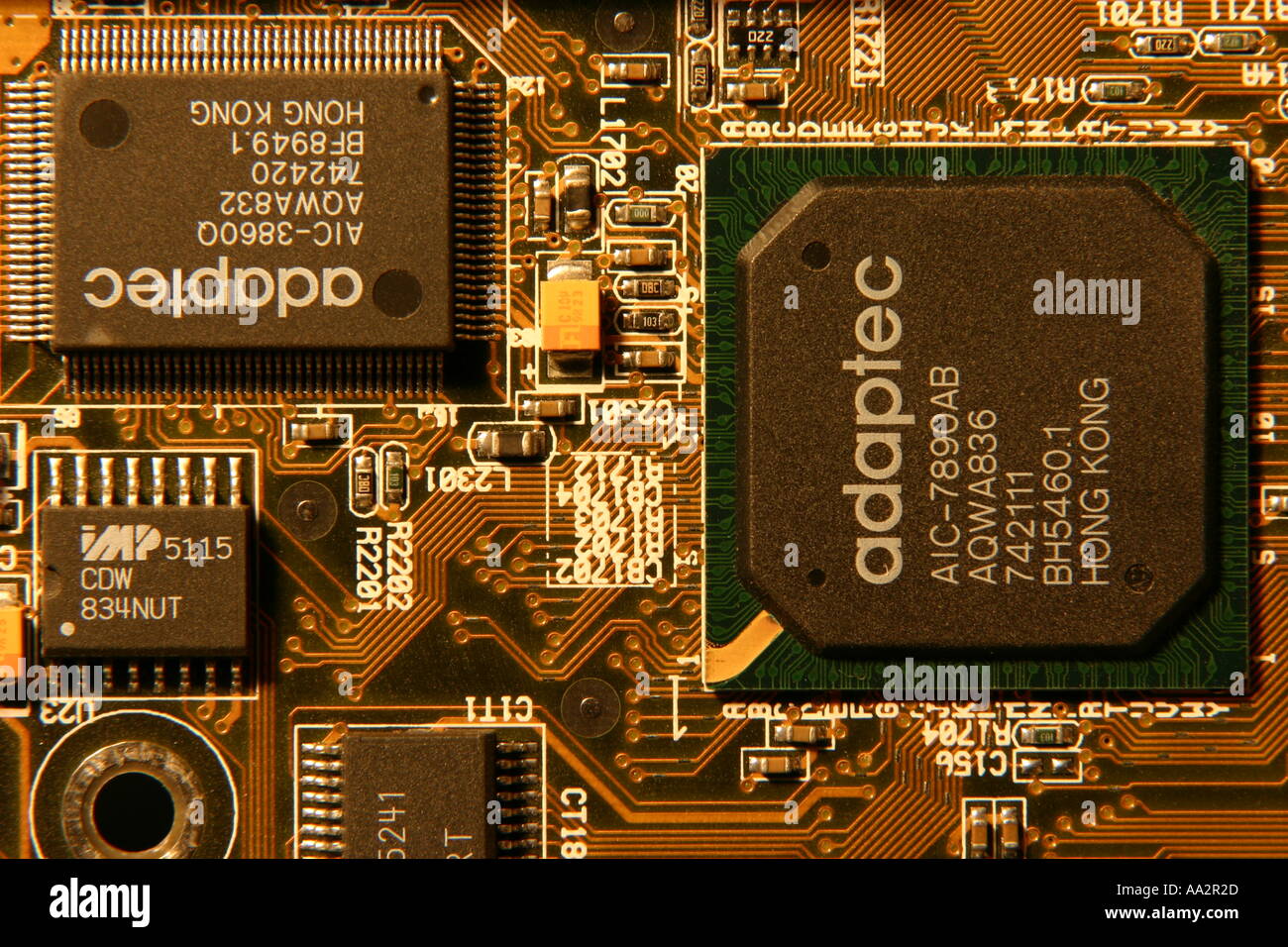 electronic components printed circuit board of a computer Stock Photo ...