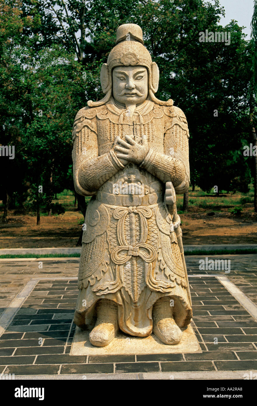 Stone statue of a Military Mandarin along Spirit Way at Ming Tombs ...