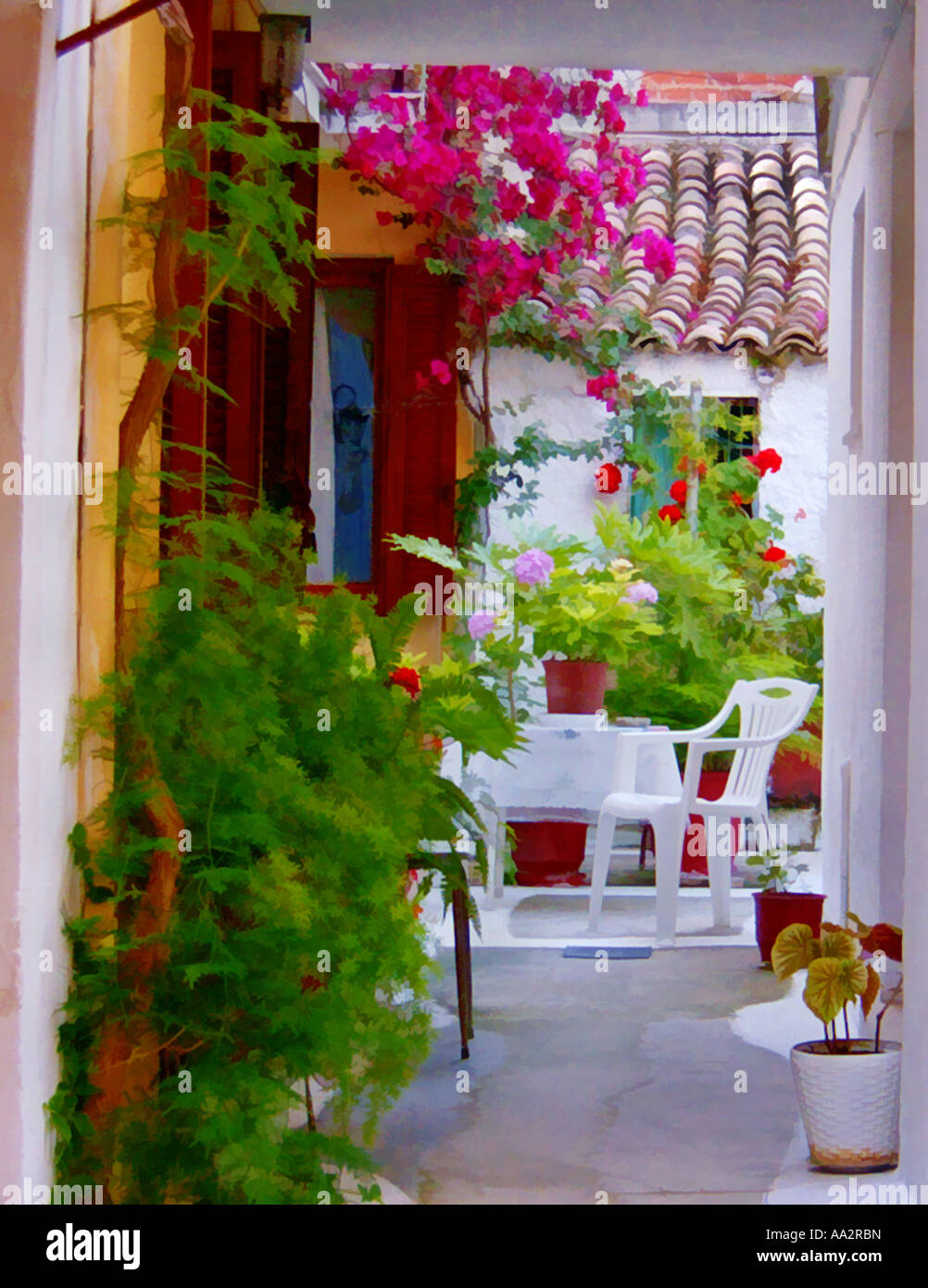 backyard - corfu Stock Photo - Alamy