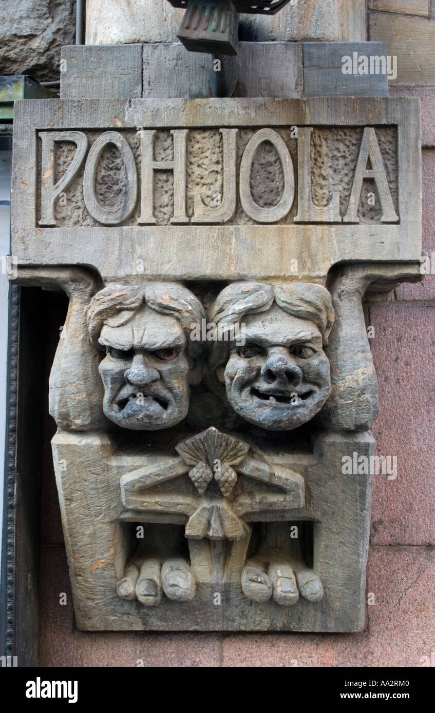 Detail from soapstone carvings flanking main entrance to Pohjola ...