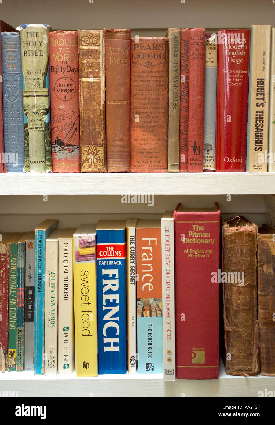 selection of old and new books on bookshelves Stock Photo - Alamy