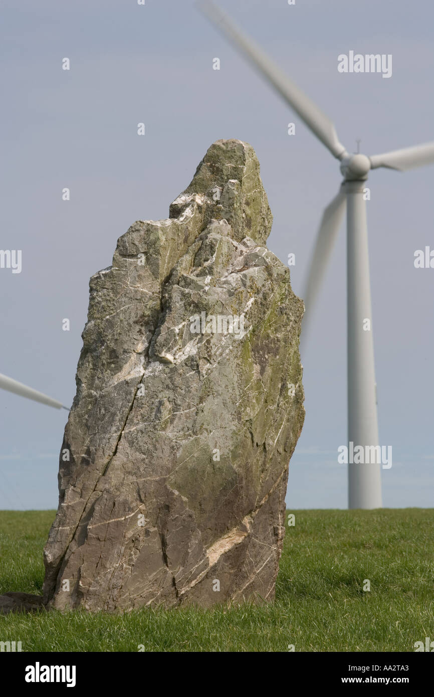 Bronze Age Standing Stone Wind Turbine Stock Photo - Alamy