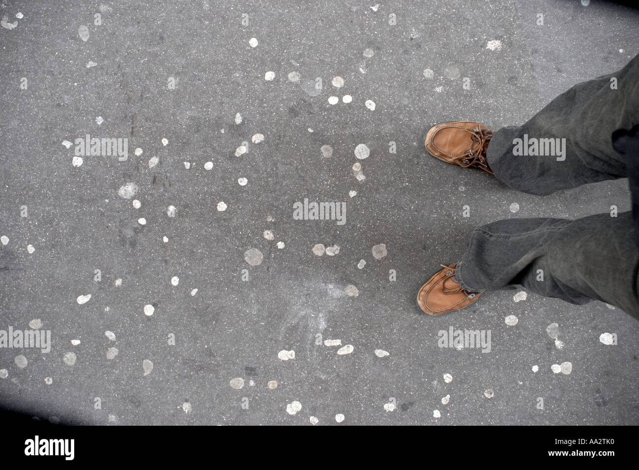 Chewing gum on the pavement in London UK Stock Photo - Alamy