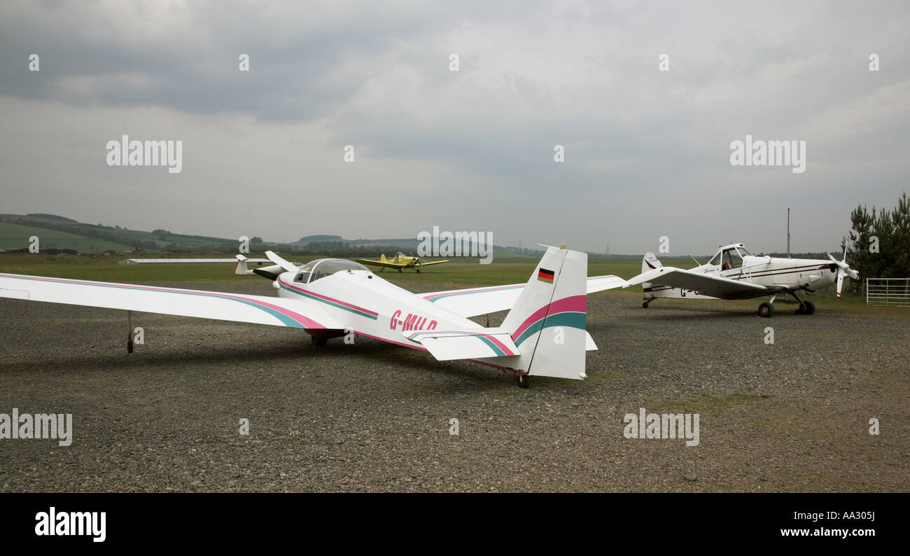 Scheibe SF25C Falke G-MILD powered glider parked at the Borders Gliding ...