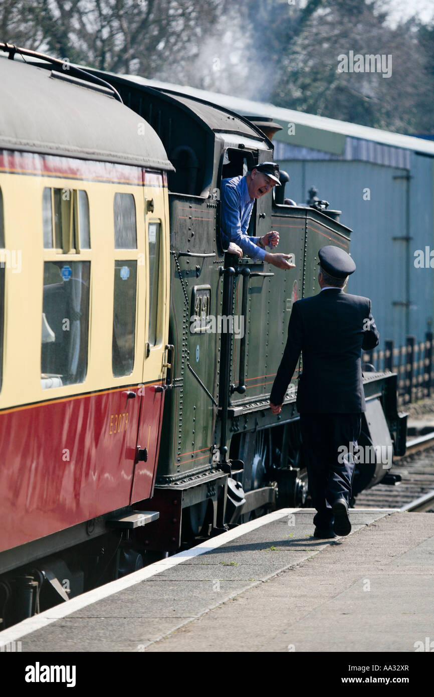 Steam Engine Driver Waiting For the Flag to Start the Journey Ex GWR ...