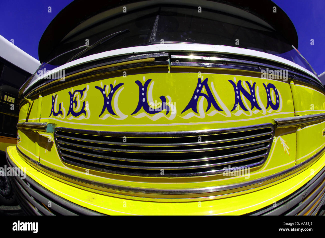 yellow leyland bus malta maltese wideangle travel tourism real genuine ...