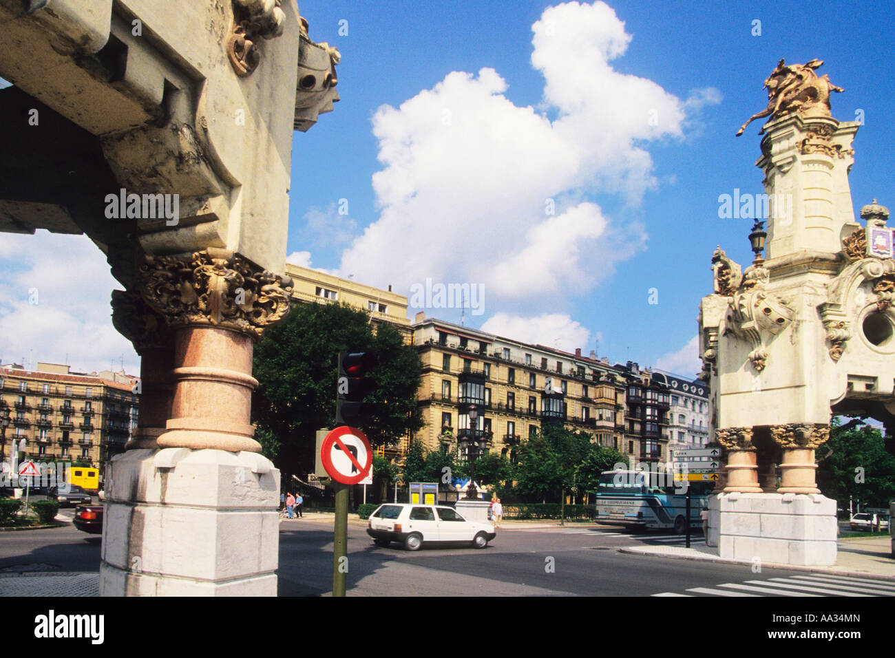Spain San Sebastian Maria Cristina Bridge Cantabrian Coast Stock Photo ...