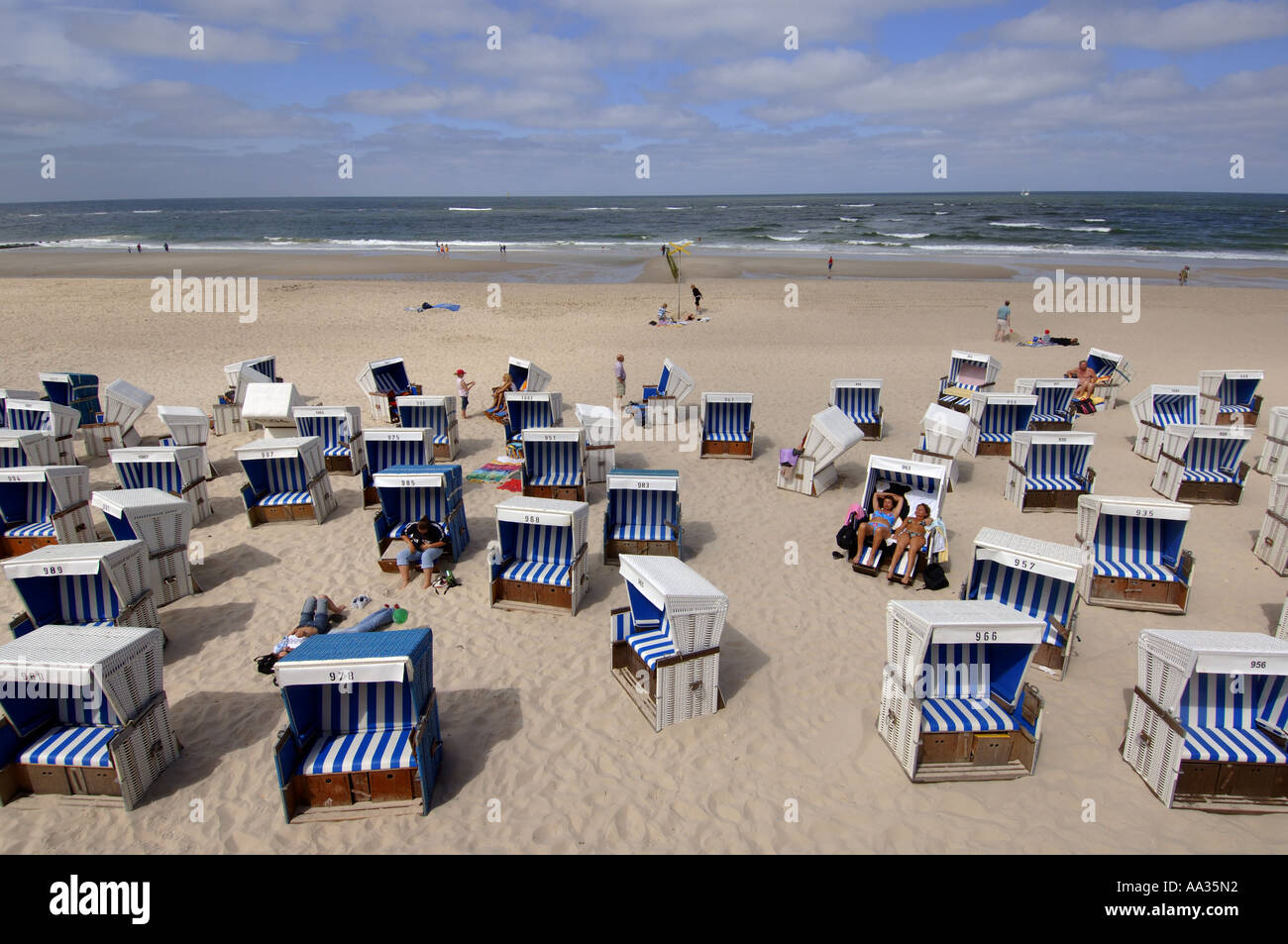 Sylt beach chairs at Westerland beach Stock Photo - Alamy