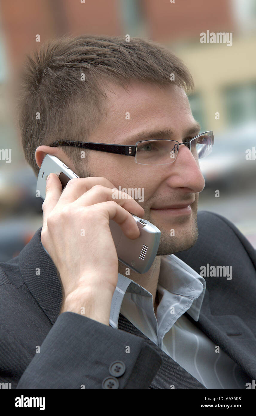 Business man busy telephones hi-res stock photography and images - Alamy