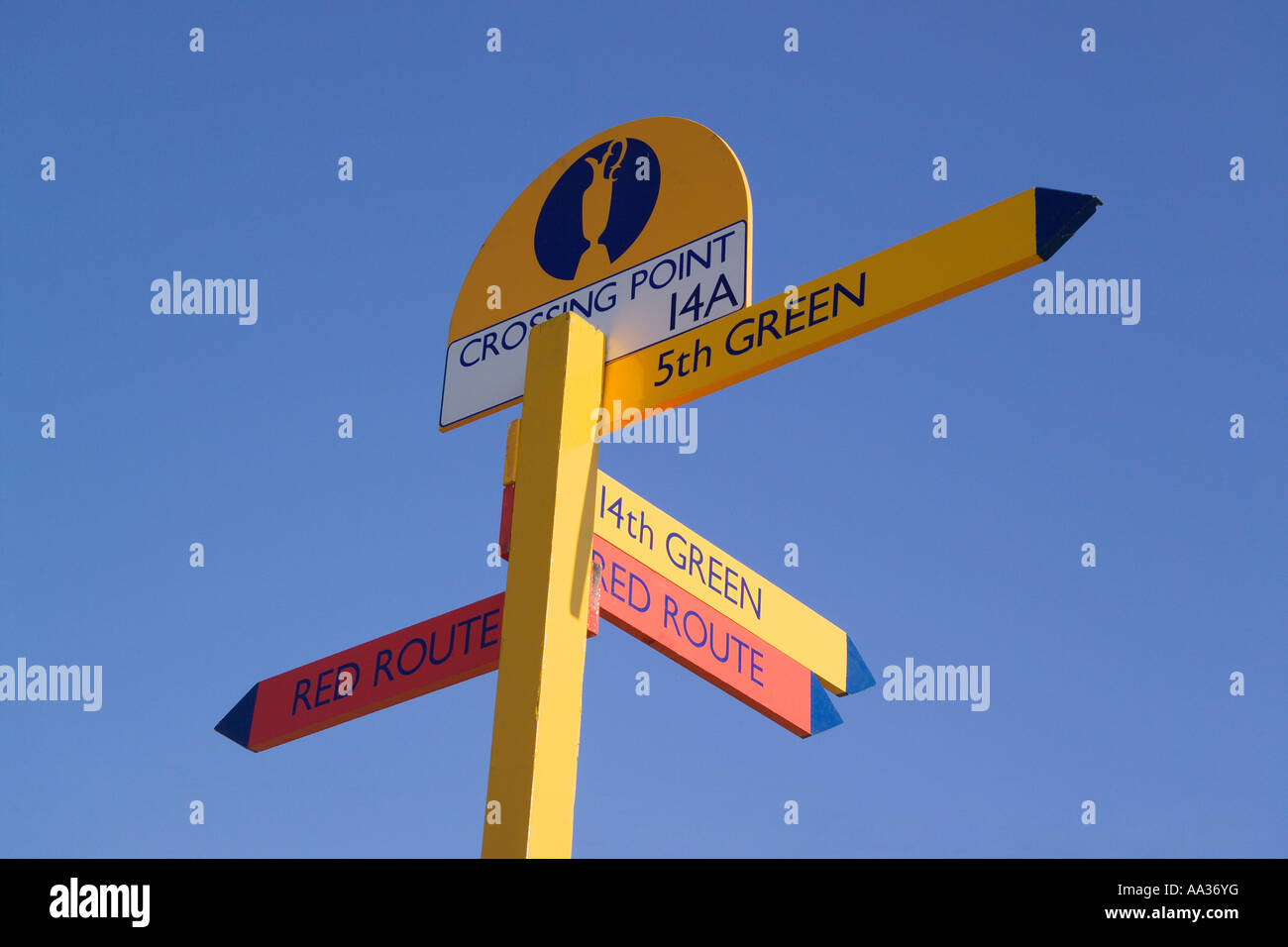 The Open Golf Championship signpost "Royal Liverpool Golf Club" Hoylake ...
