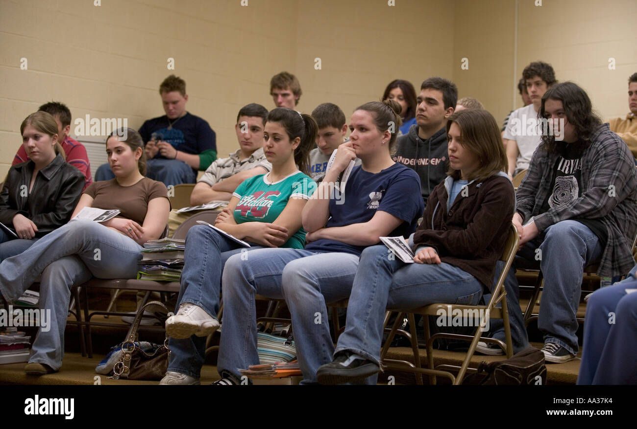 High school students listen to a class lecture in a US Classroom Stock ...