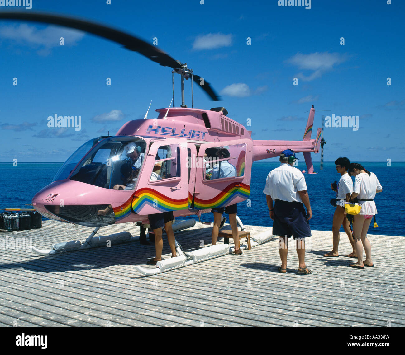 Helicopter Rides over "Great Barrier Reef" Queensland Australia Stock ...