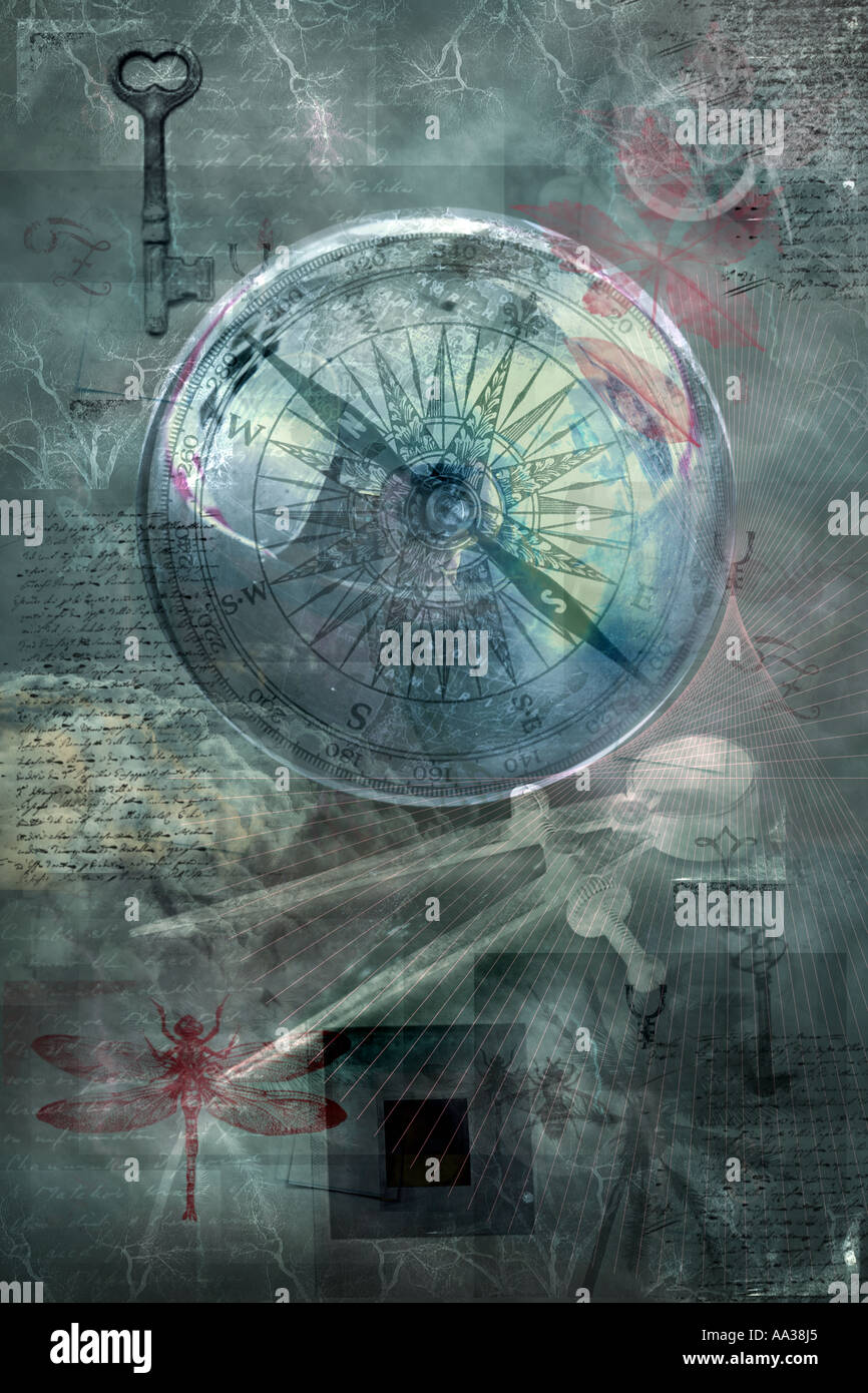 Travel, Navigation, Mystery, Enigma and Science Concepts. Collage With ...