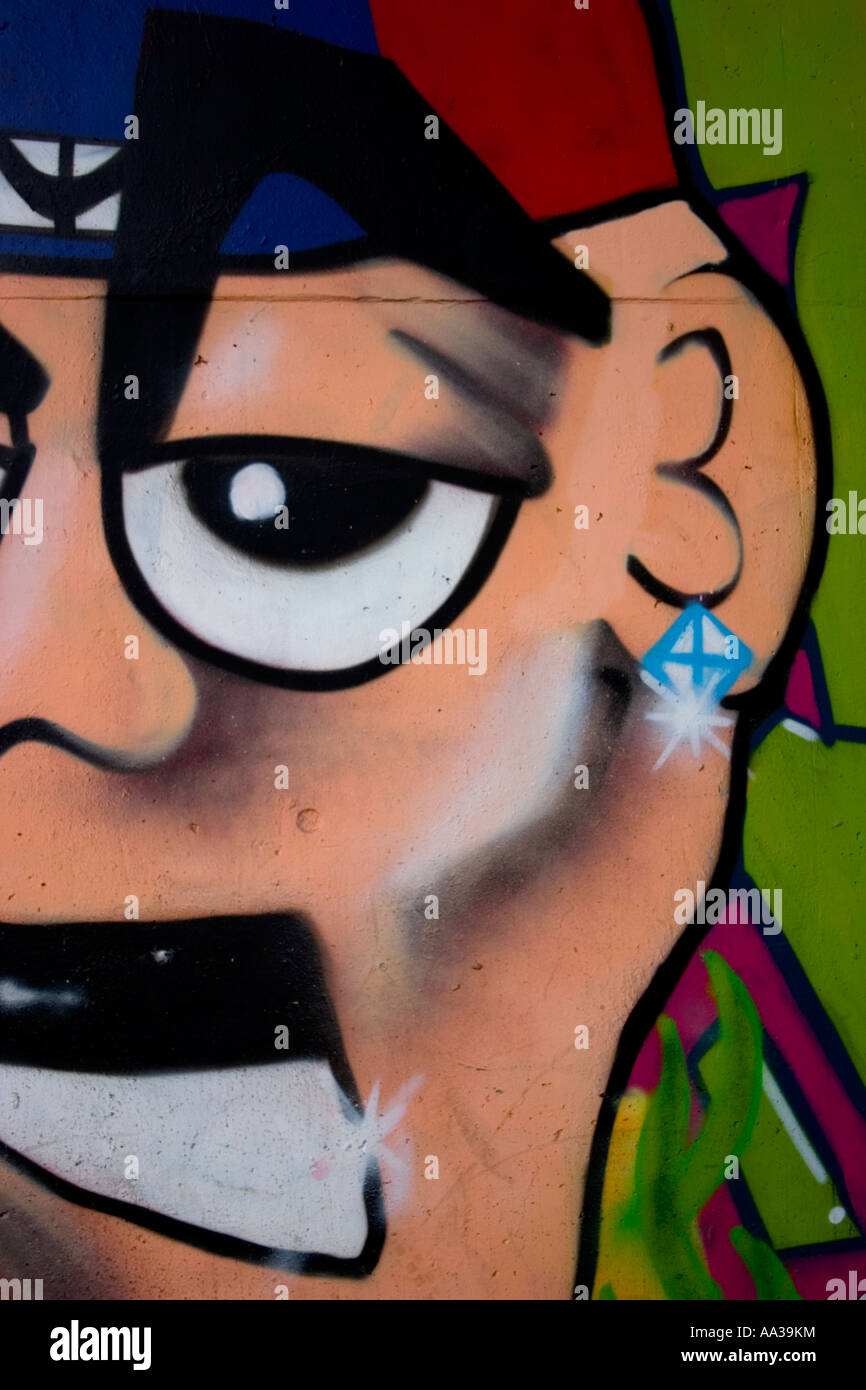 Close up of a graffiti face Stock Photo - Alamy