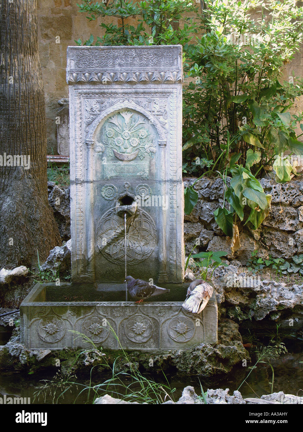 Old water fountain & trough in Rhodes Town, Ionian Islands Greece Stock ...