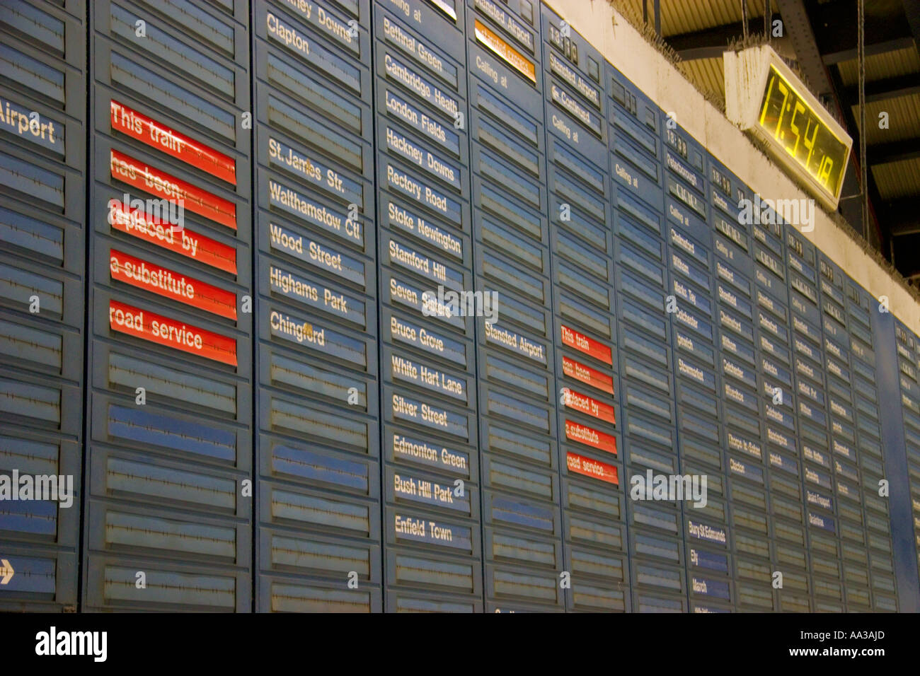 Train station departure board Stock Photo - Alamy