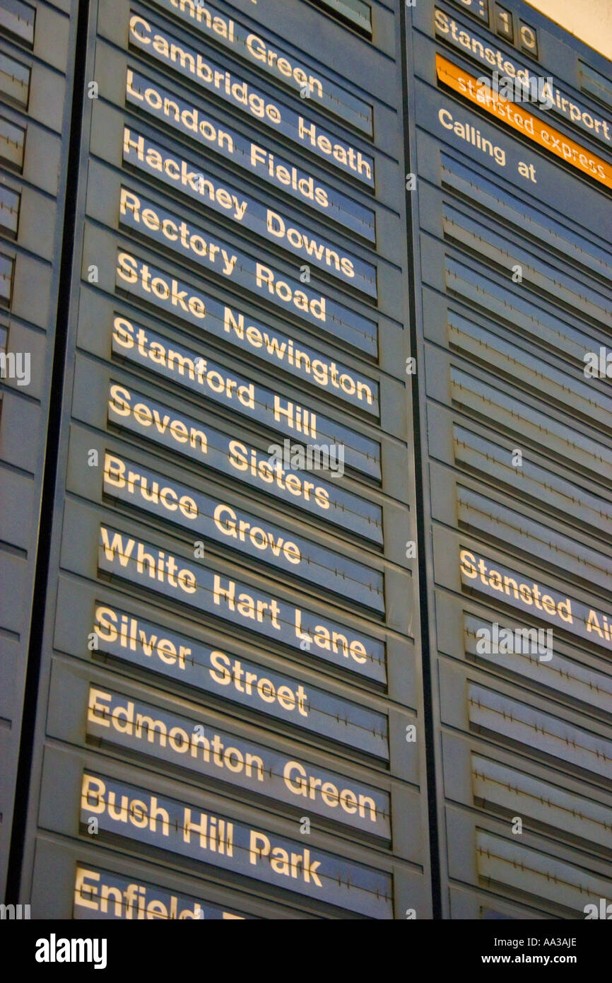 Train station departure board Stock Photo - Alamy