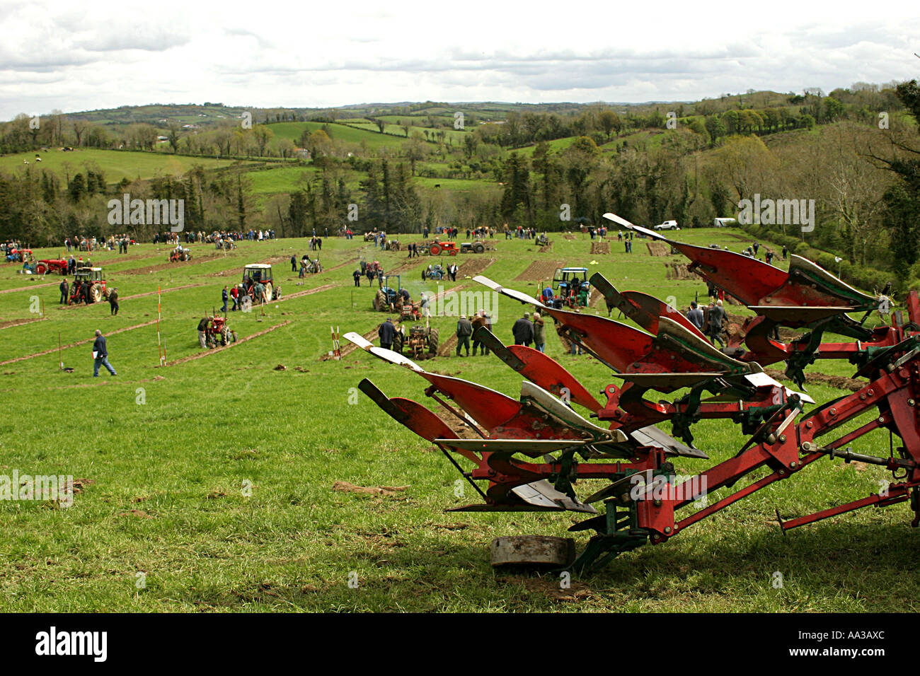 Plough on back of tractor Stock Photo - Alamy