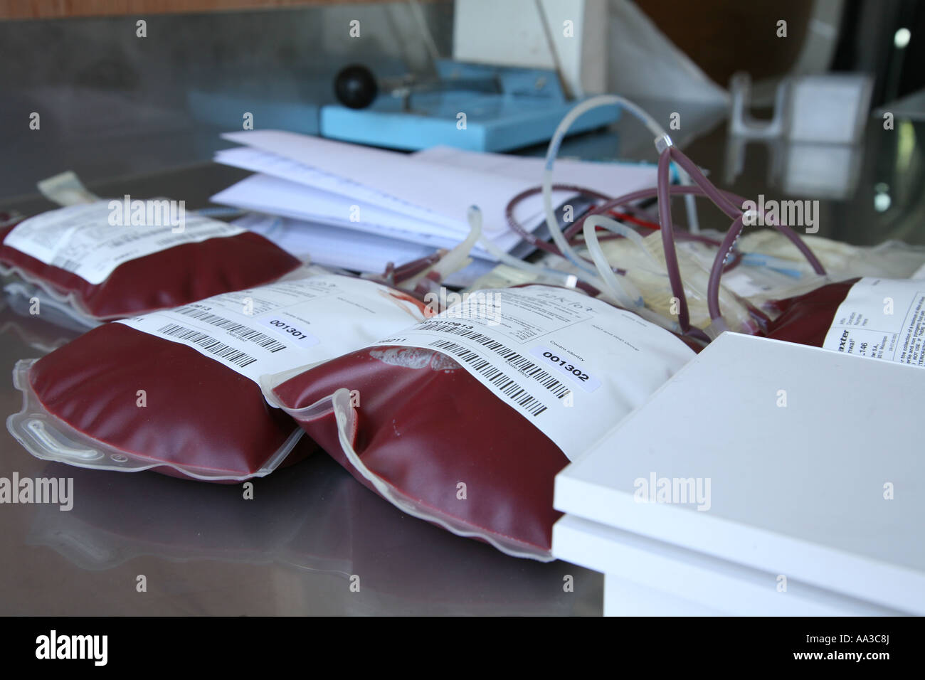 Blood in a mobile blood taking van Stock Photo - Alamy