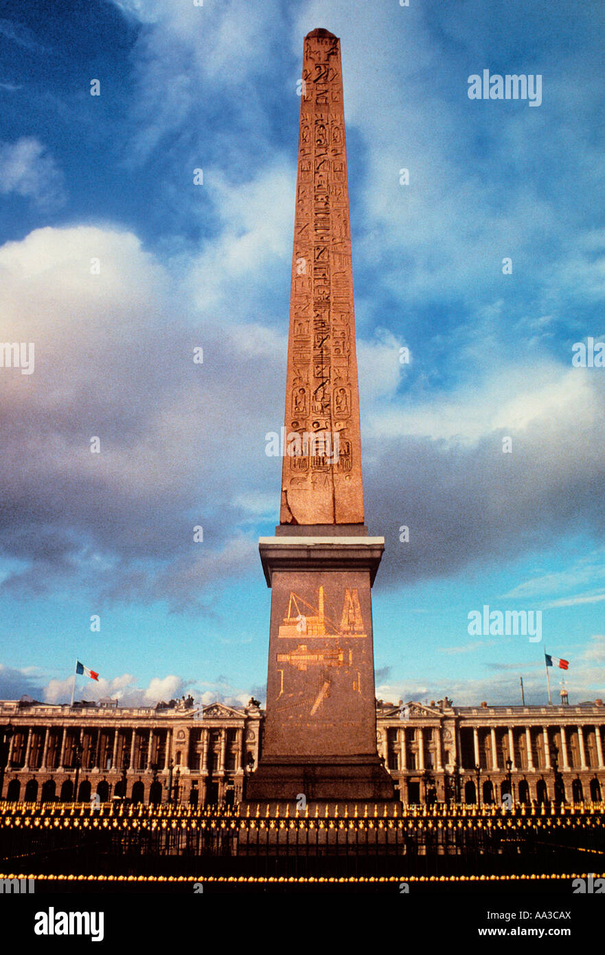 Paris, Place de la Concorde, Obelisk of Luxor historic monument and Rue ...