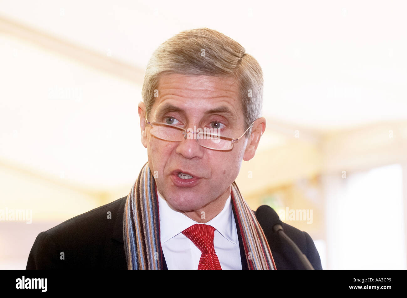 Stuart Rose Speaking at the launch of london Fashion Week Stock Photo ...