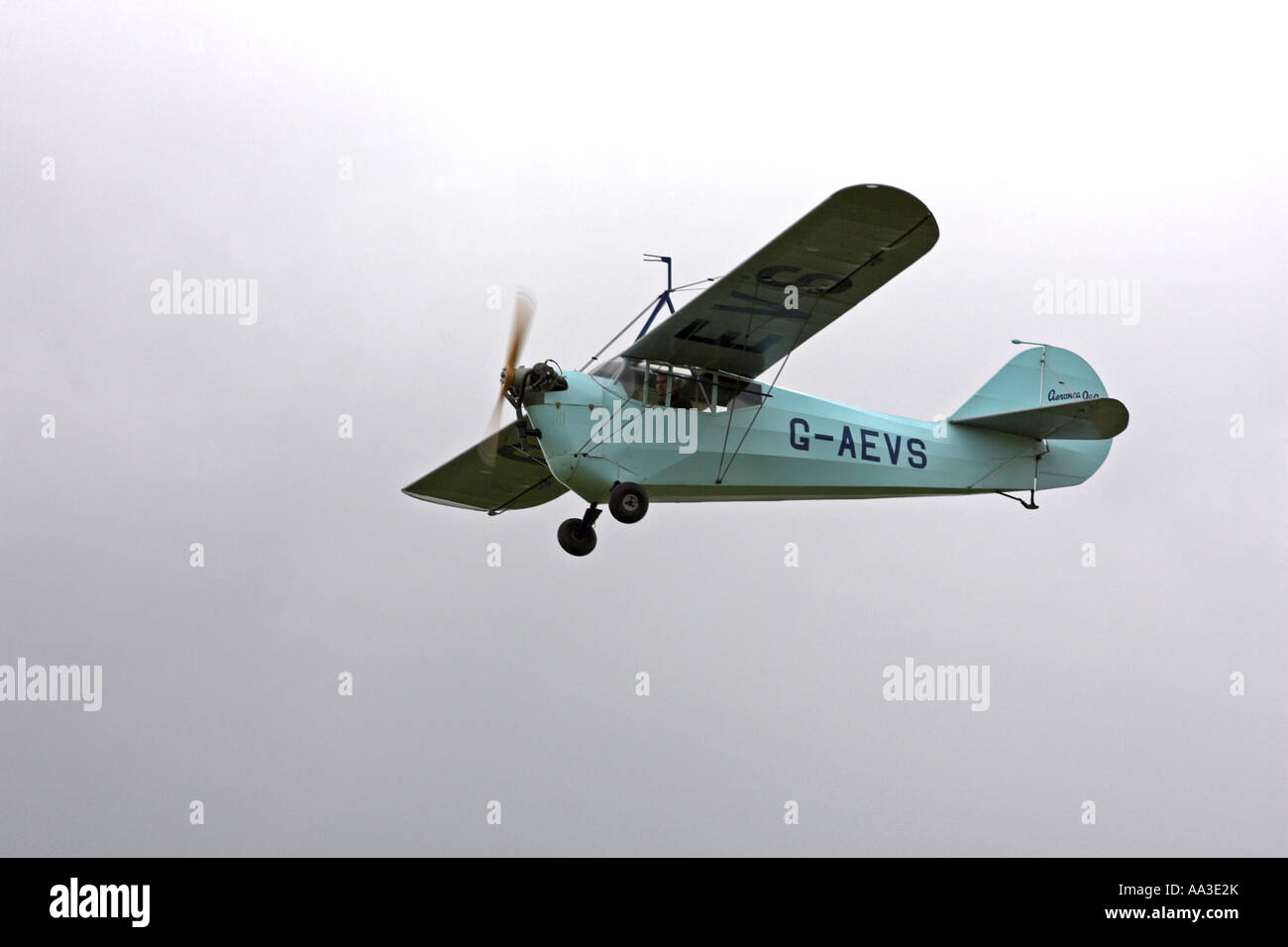 Aeronca 100 Jap G-AVES vintage high wing monoplane in flight at ...
