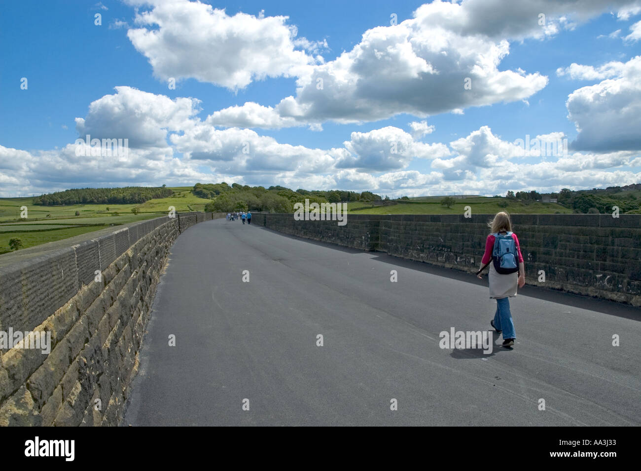 Walker on Cullingworth viaduct part of a disused railway line now ...