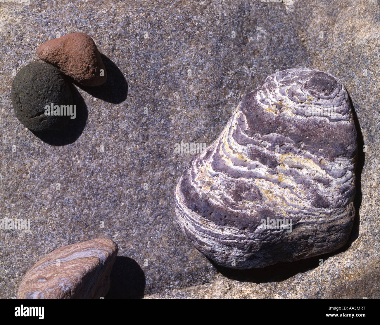 Pleasing arrangement of stream tumbled rocks Stock Photo - Alamy