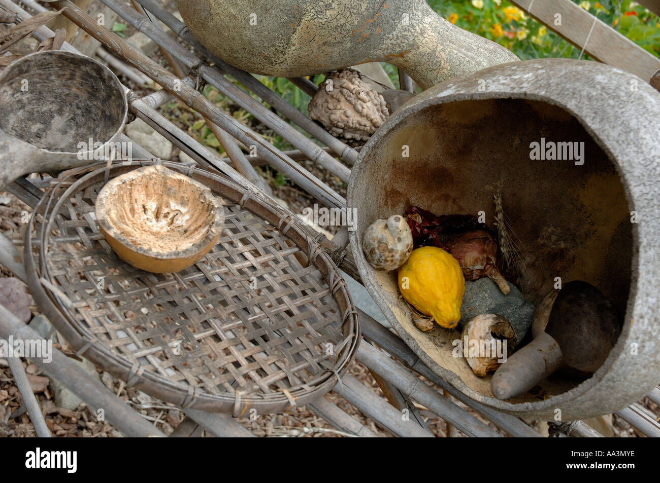 Drying table exhibit at Mission San Juan Capistrano, California Stock ...