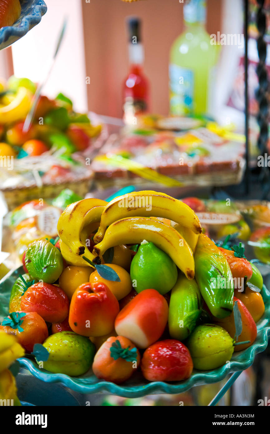 Marzipan fruit display in shop window Taormina Sicily Italy Stock Photo ...
