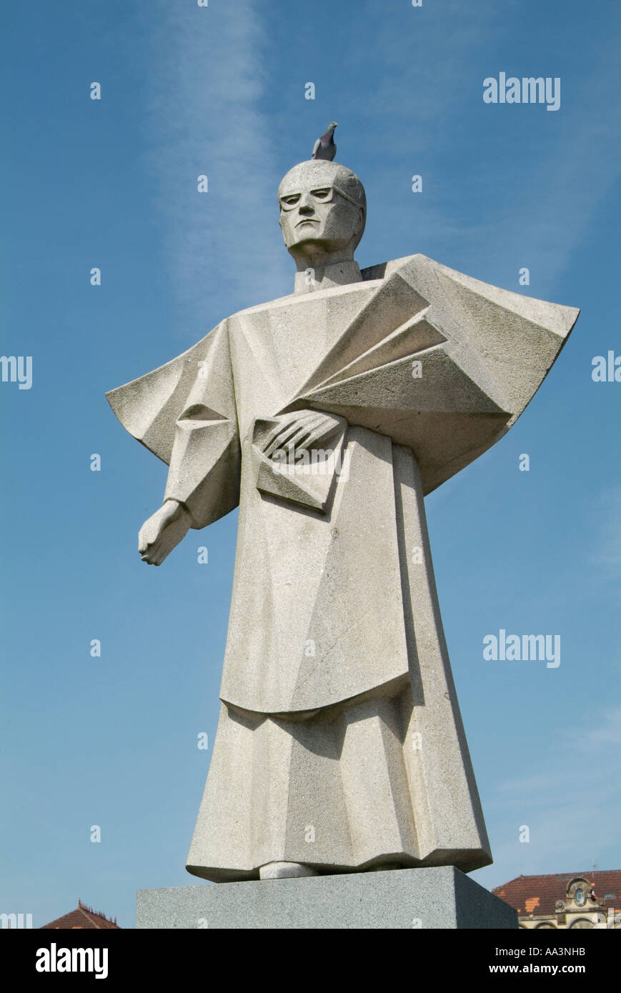 Statue of a famous Porto's Bishop in the historic part of the town ...