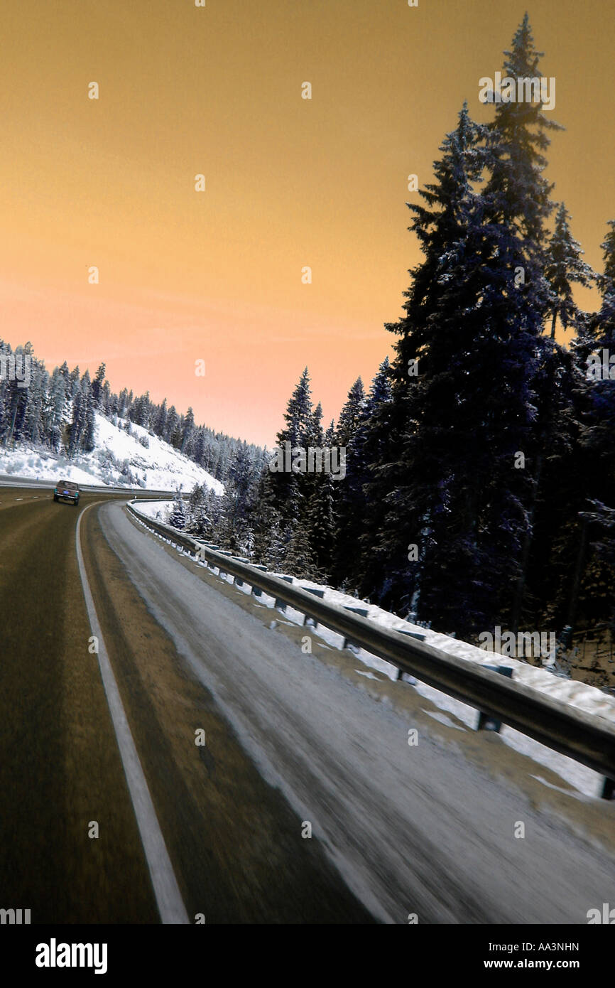 Highway in Idaho Mountains Stock Photo - Alamy