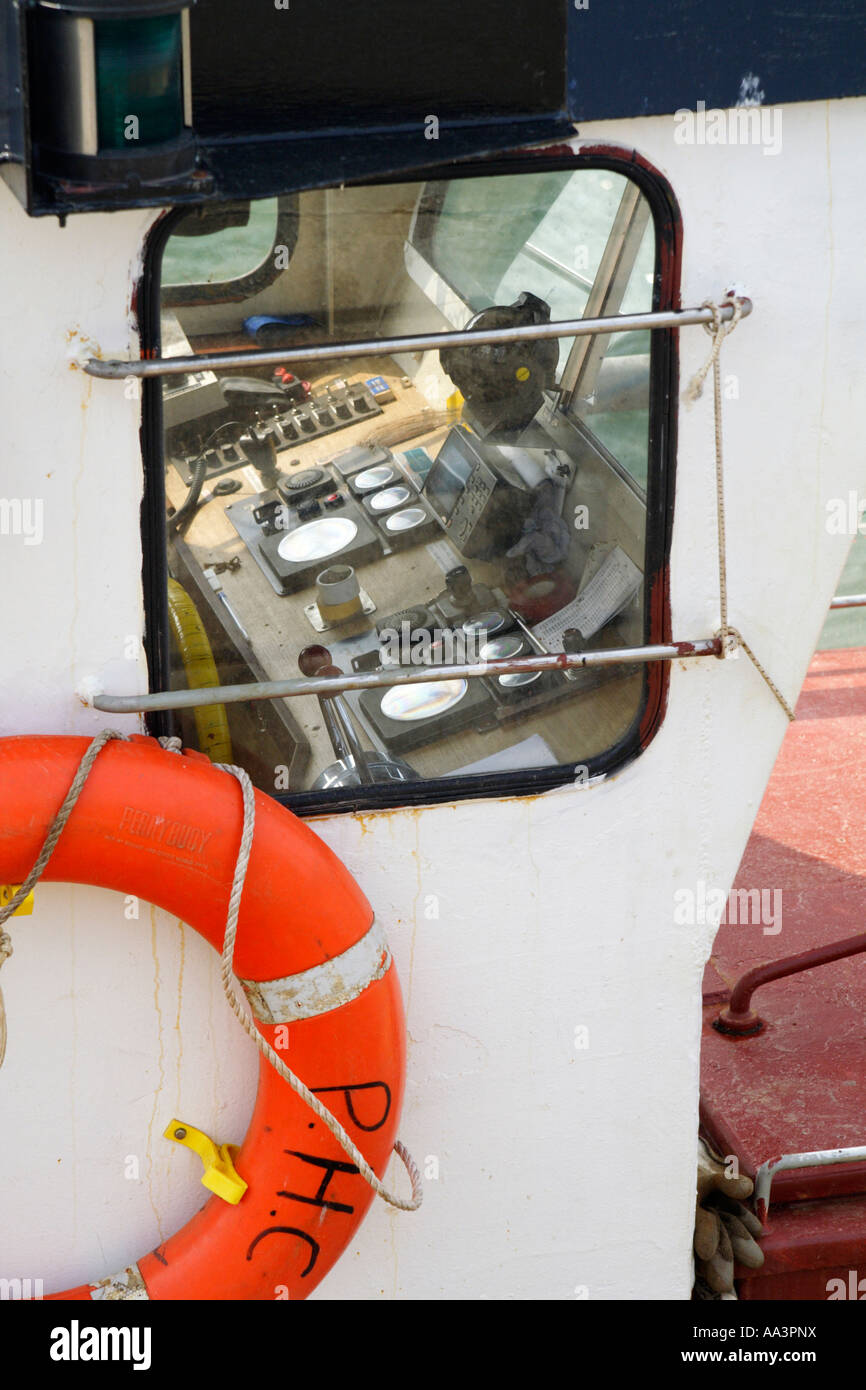The wheelhouse of a boat, UK Stock Photo - Alamy