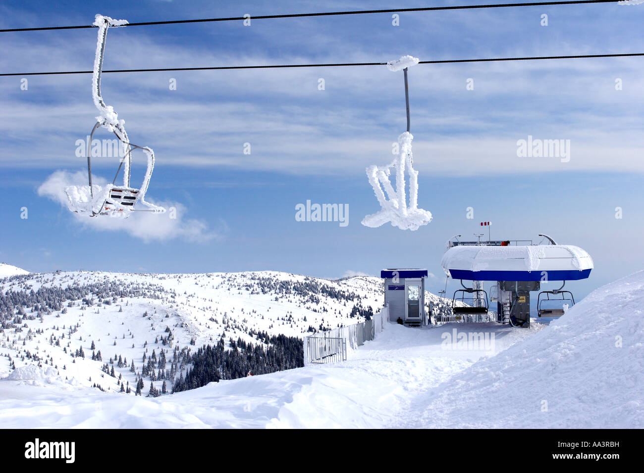 frozen ski lift and chairs, Kopaonik, Serbia Stock Photo - Alamy