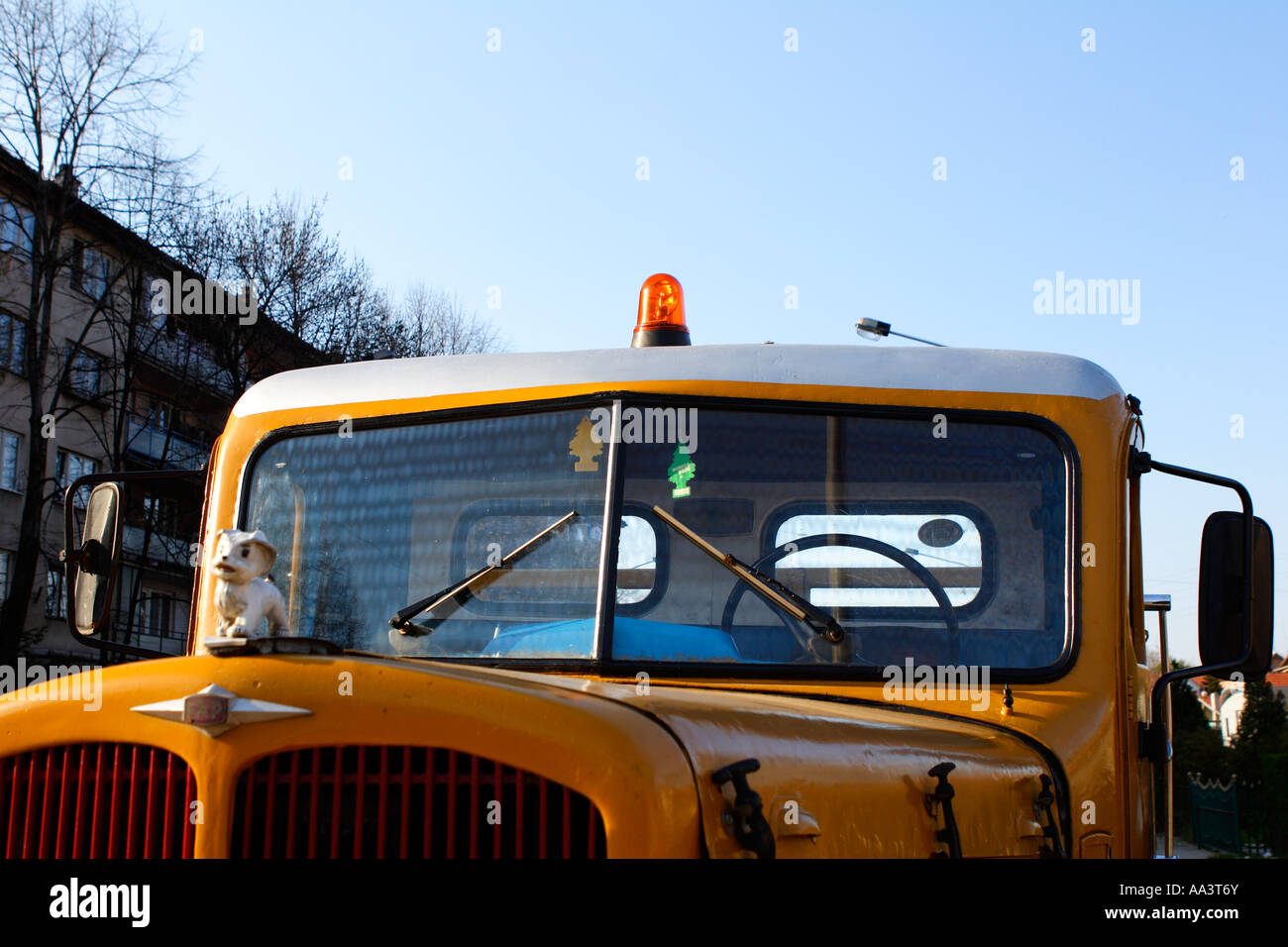 mascot of a dog on front of old truck Belgrade Serbia Stock Photo - Alamy