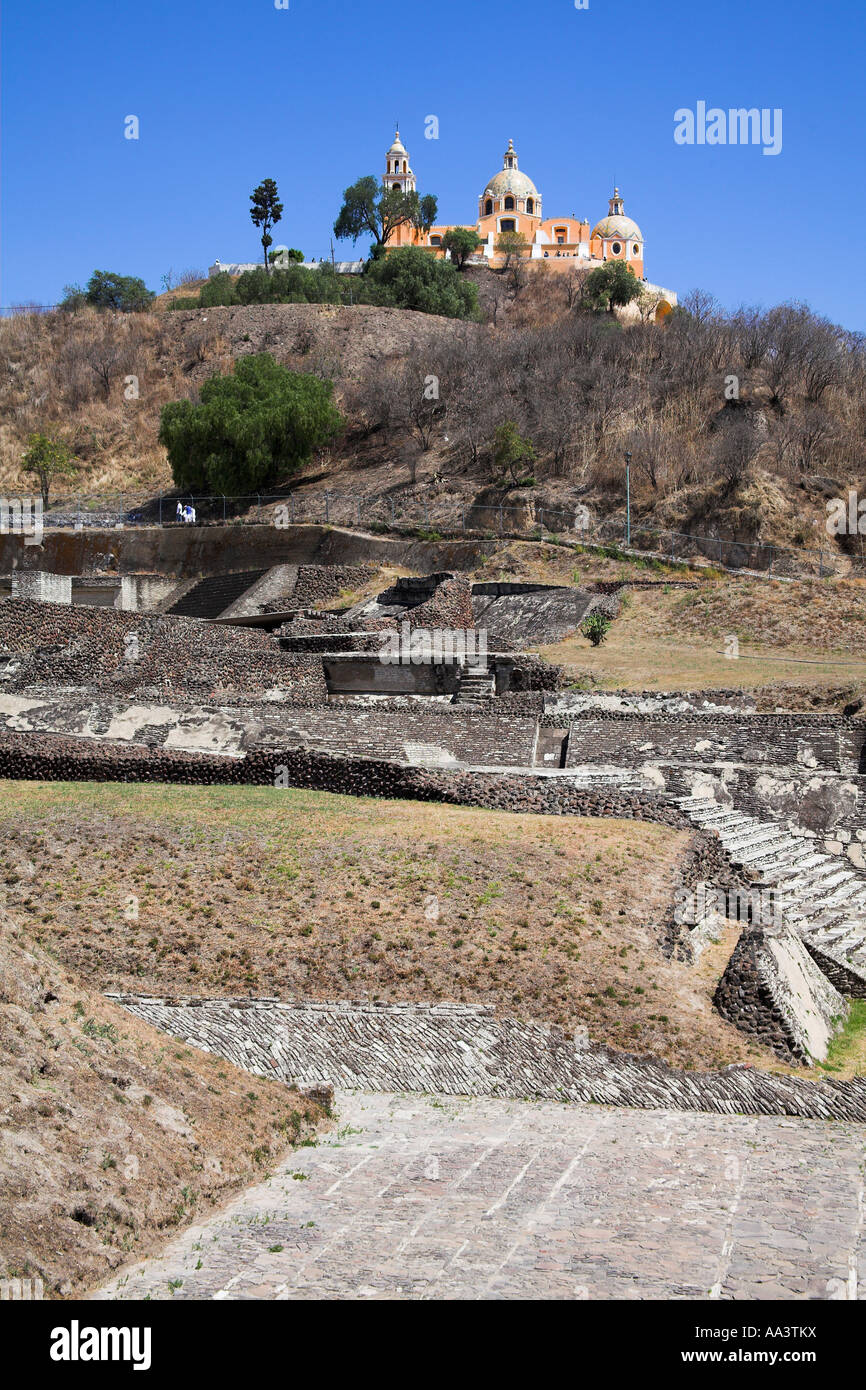 Terraces and Nuestra Senora de Remedios, on Great Pyramid, Cholula ...